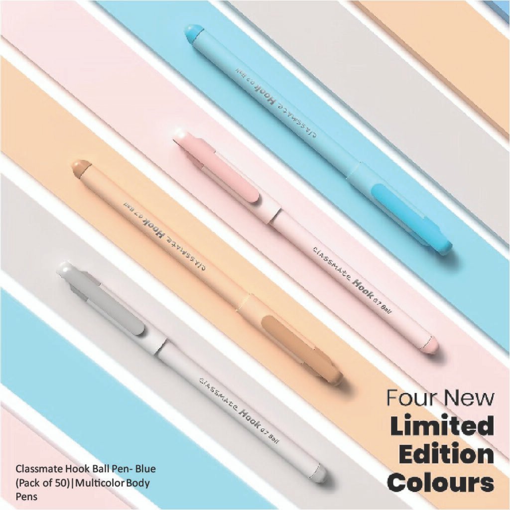 Classmate Hook Ball Pen- Blue (Pack of 50)-Multicolor Body Pens - officeoye