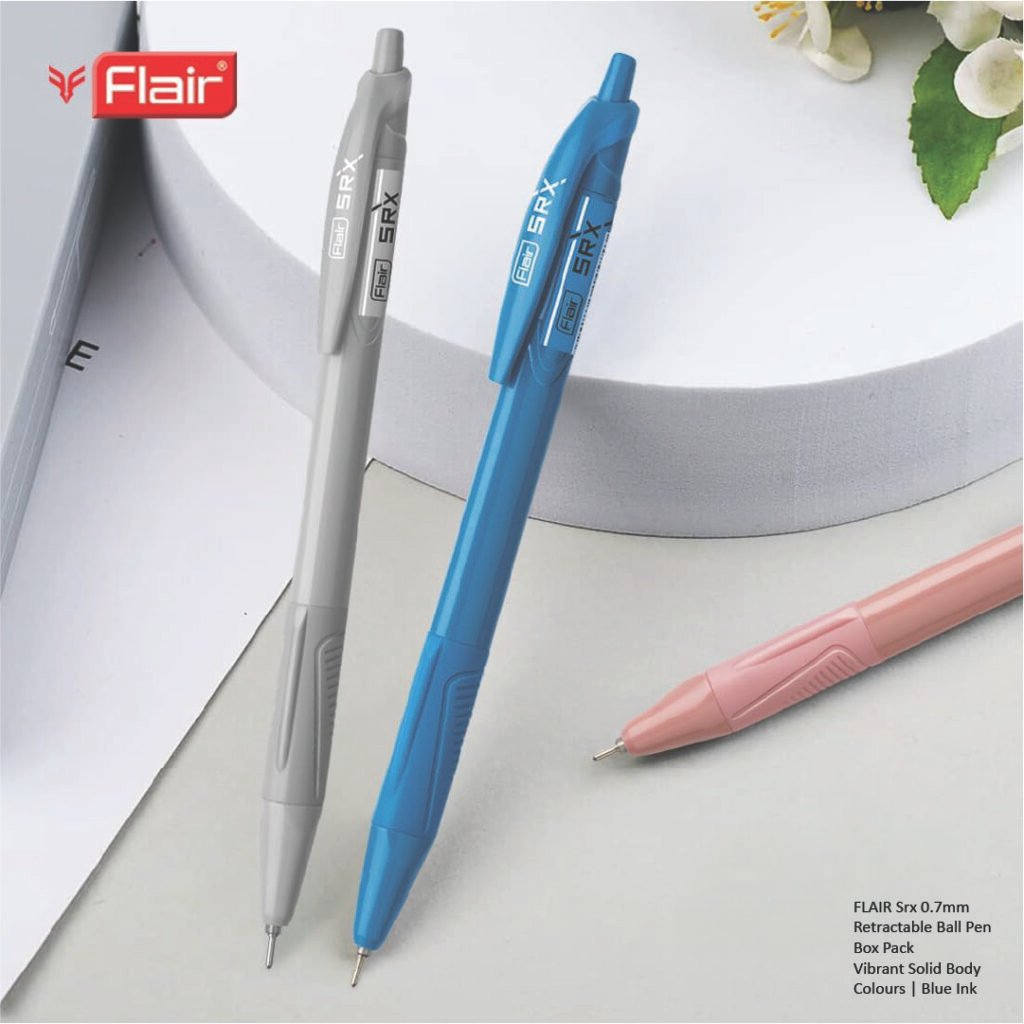 FLAIR Srx 0.7mm Retractable Ball Pen Box Pack-Vibrant Solid Body ...
