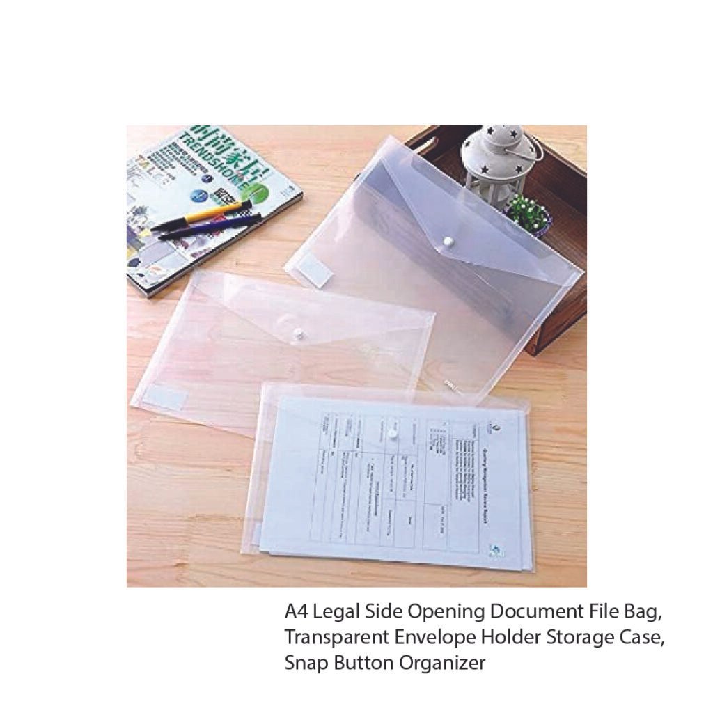 A4 Legal Side Opening Document File Bag, Transparent Envelope Holder ...