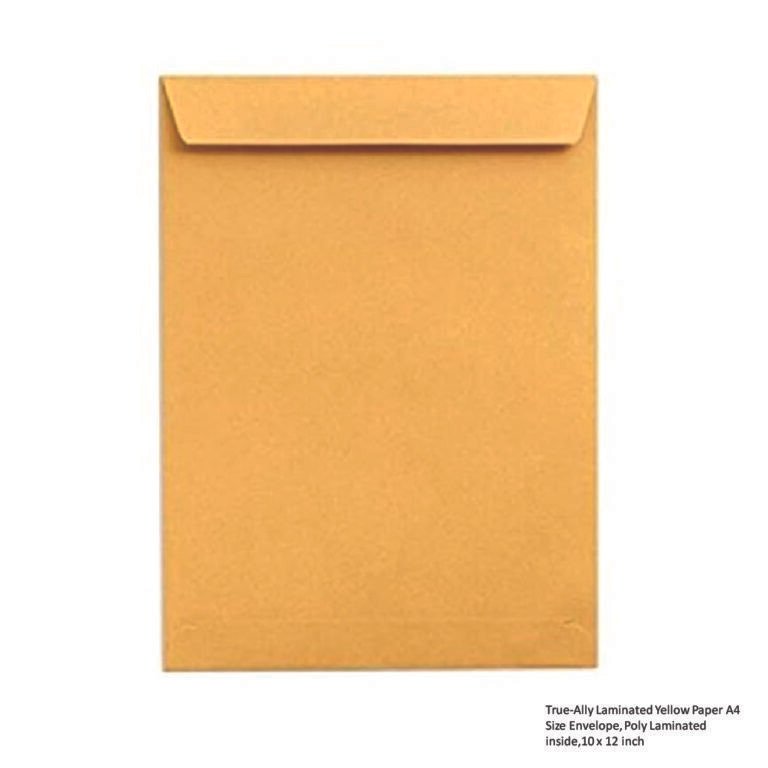 True-Ally Laminated Yellow Paper A4 Size Envelope, Poly Laminated ...